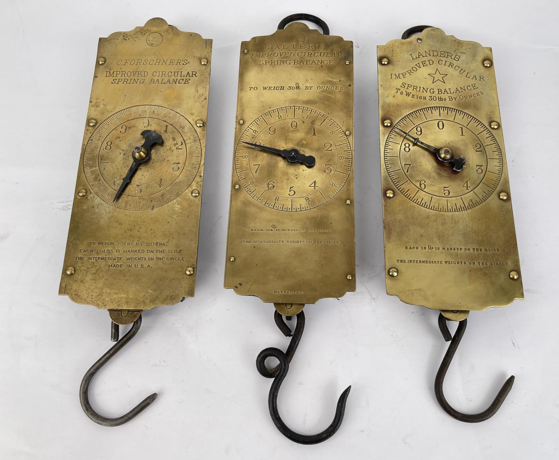 3 Large Antique Spring Scales