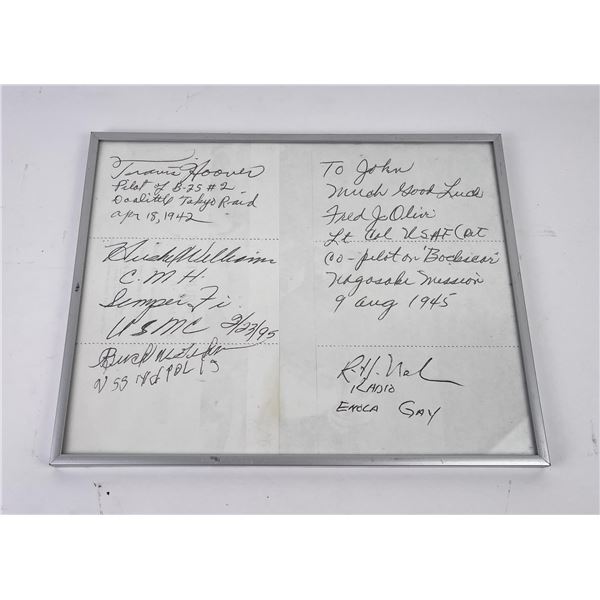 WW2 Enola Gay Radio Operator Signatures