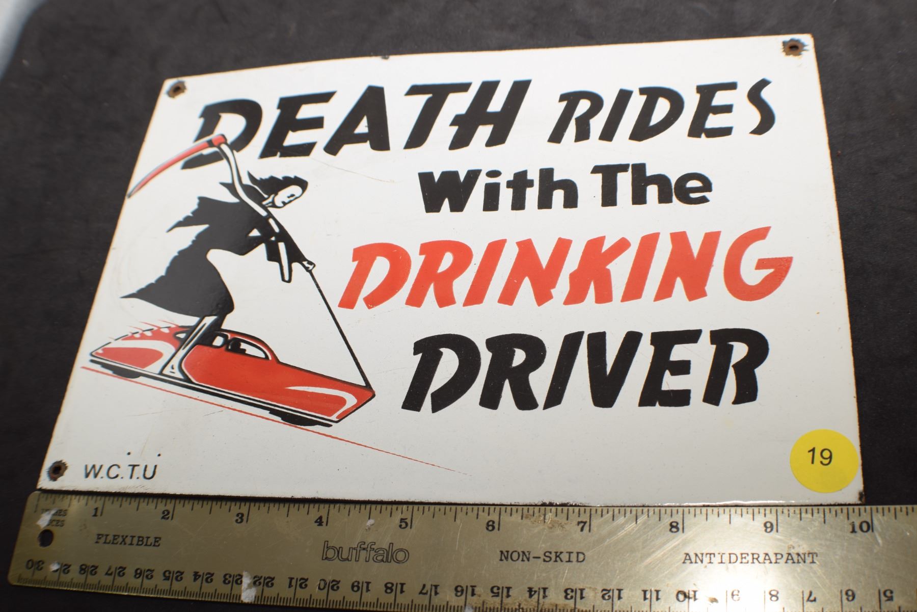 Porcelain steek drunk driving sign