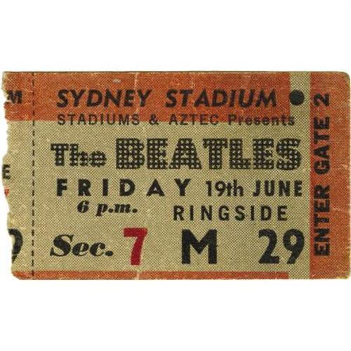 Beatles Sydney Stadium Ticket 1964 Stub