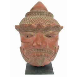 A BURMESE ANCESTOR MASK, of papier mache in t