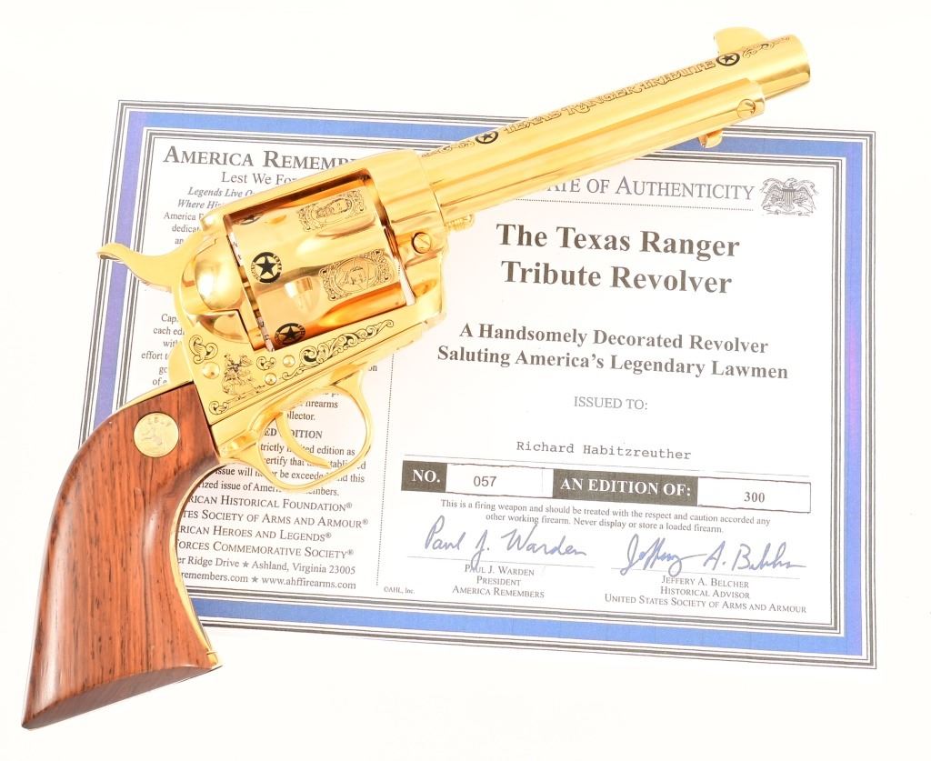 Colt SAA .45 Gold Plated Texas Ranger Tribute