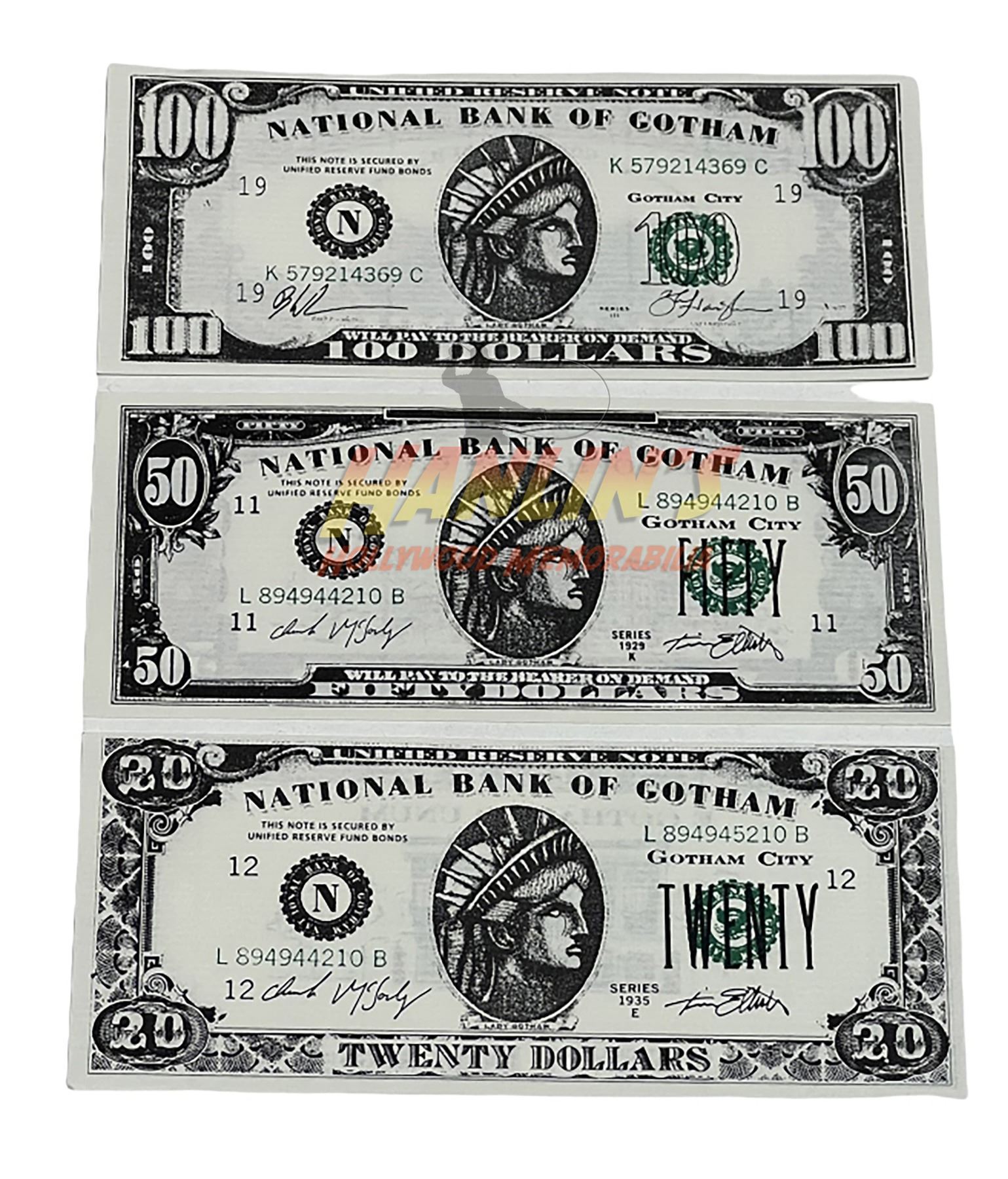 Batman Forever (1995) - 20, 50 and 100 Dollar Money Set.