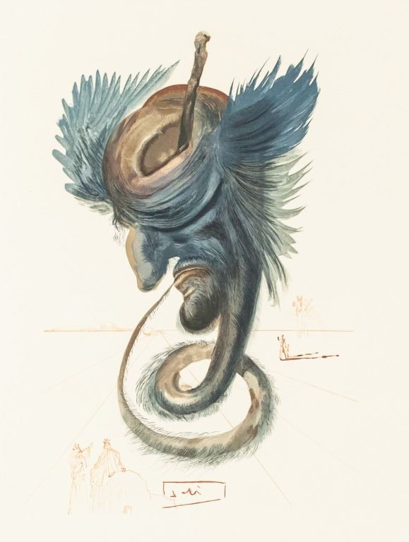 Spanish Woodblock on Paper Salvador Dali