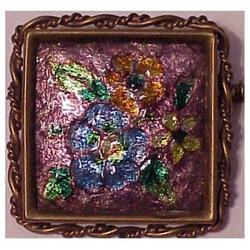 Victorian Limoges foil porcelain pin in brass #2159795