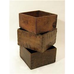 Antique WOOD RICE BOX / Square / 1900s old #2130784