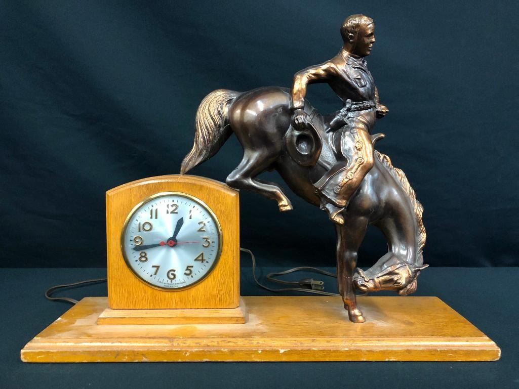 Vintage Western Bucking Bronco Clock