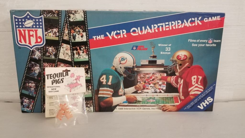 1986 VCR Quarterback Game & 1987 Tequila Pigs
