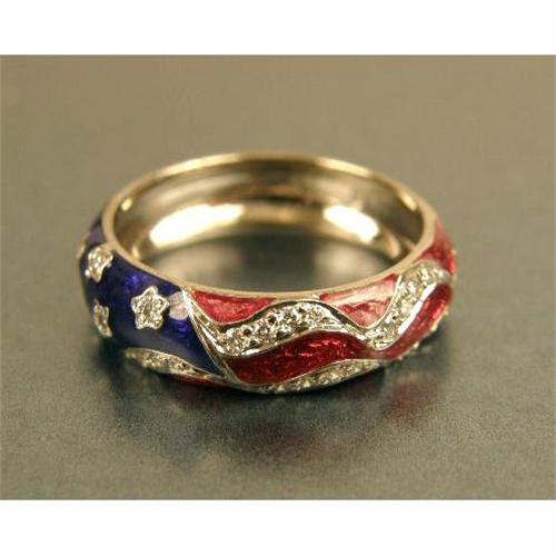 A HIDALGO 18K WHITE GOLD DIAMOND AND ENAMEL AMERICAN FLAG MOTIF RING ...