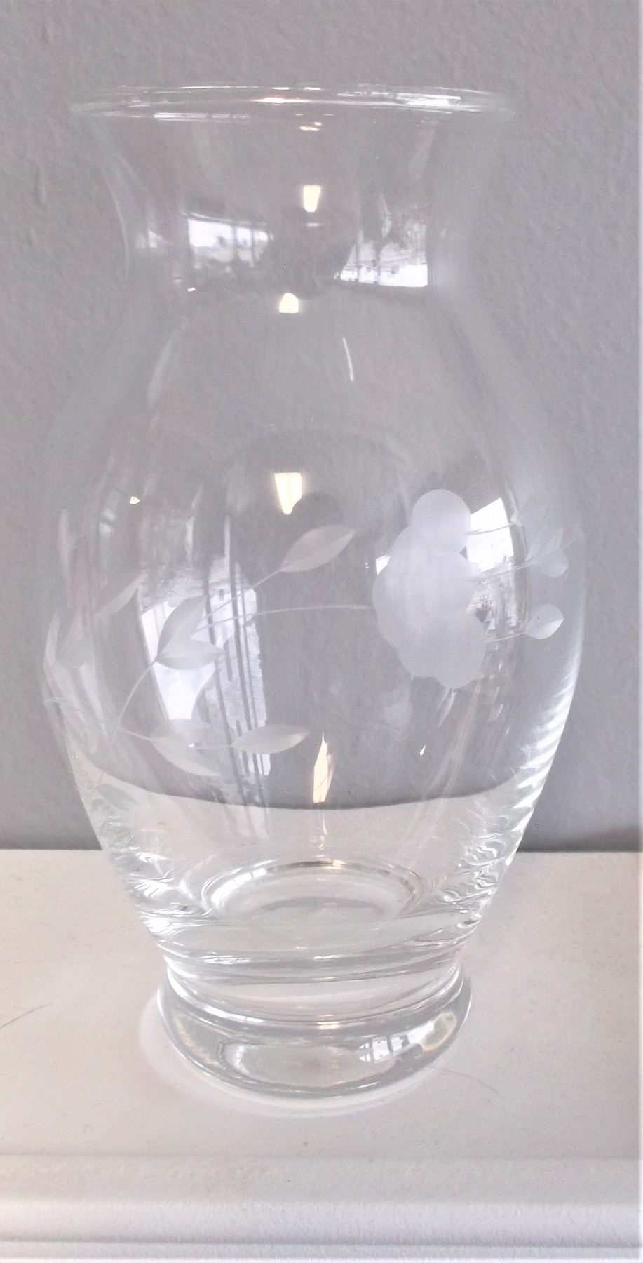 Four Pieces of Princess House Heritage Glassware: Two Vases, Oil Lamp ...