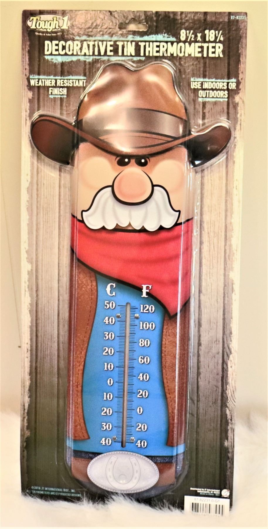 Decorative Tin Thermometer - Cowboy - PROCEEDS TO LAKELAND HUMANE SOCIETY