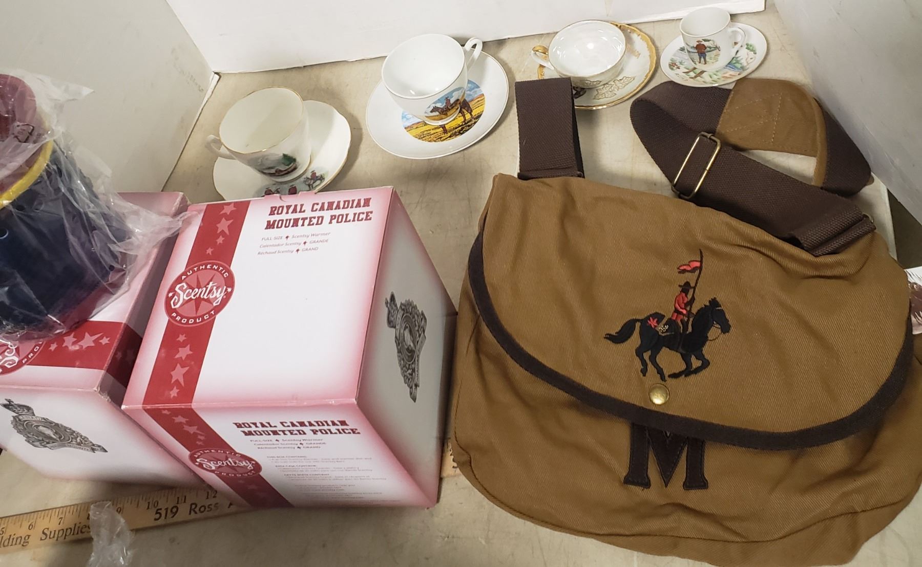 NOS RCMP Bag with tag and two RCMP Scentsy warmers + RCMP Cup Lot