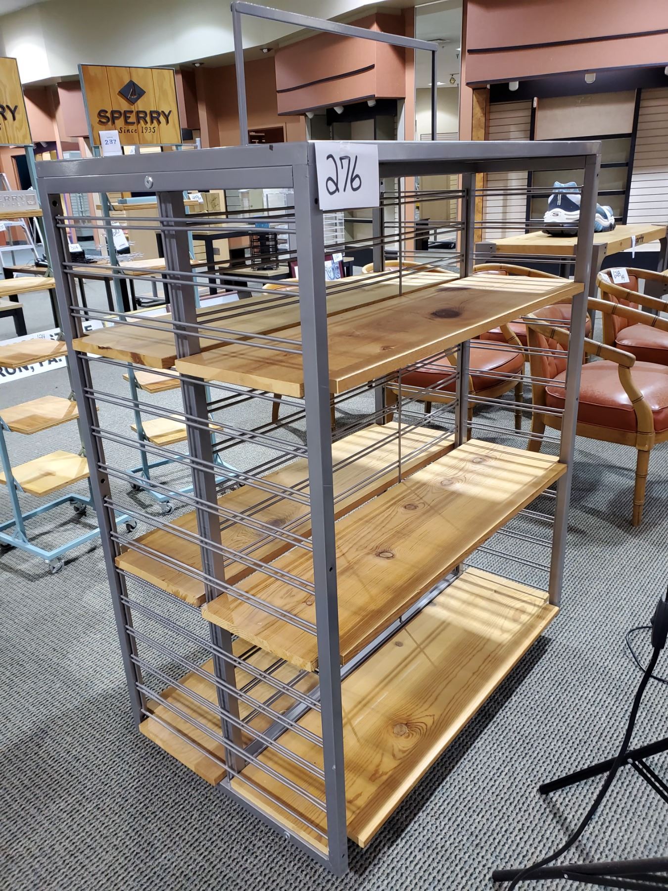 METAL AND WOOD DISPLAY RACK, 39.5"W x 24"D x 59"T (TALLEST POINT)