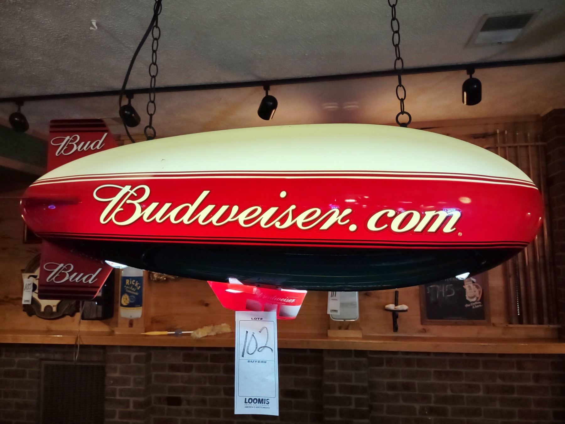 BUDWEISER BLIMP POOL TABLE LIGHT 50"W X 20"H