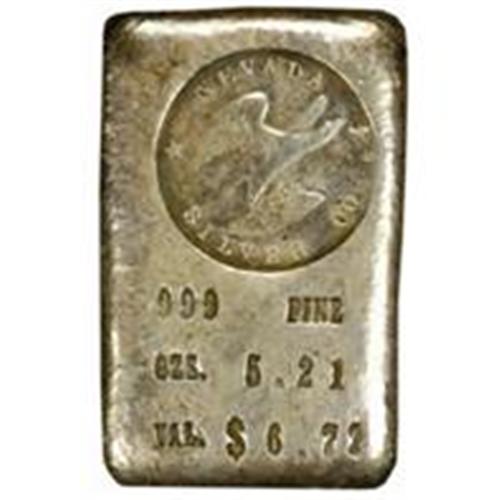 Silver Ingot. Nevada Silver Co. 5.21 Oz. 999 F