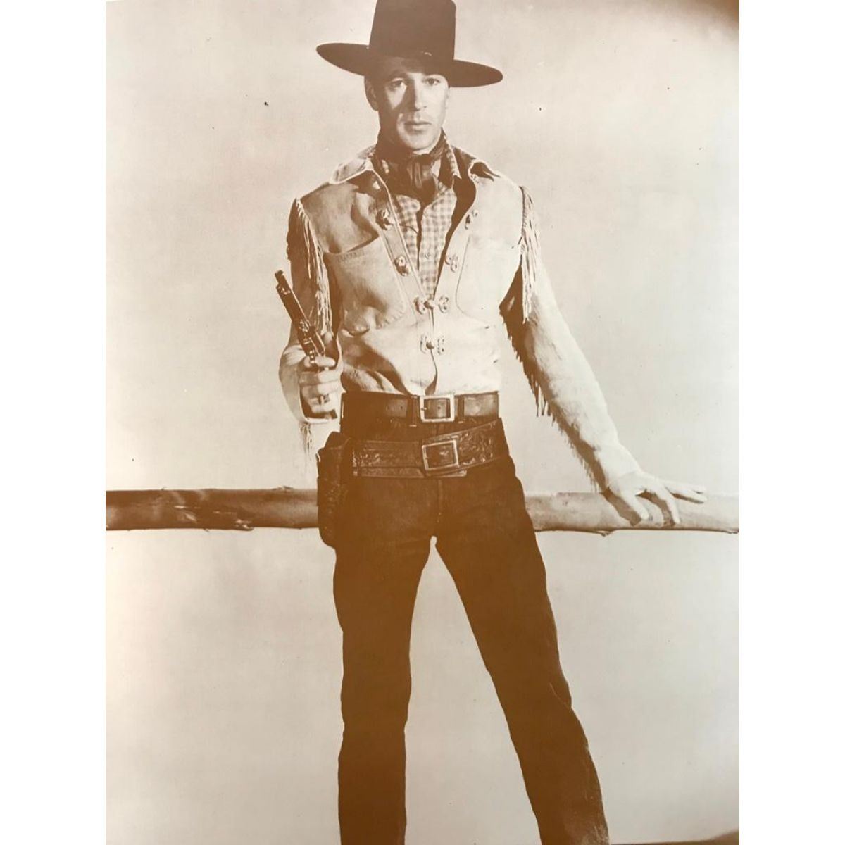 Western Movie Cowboy Gary Cooper Sepia Photo Print