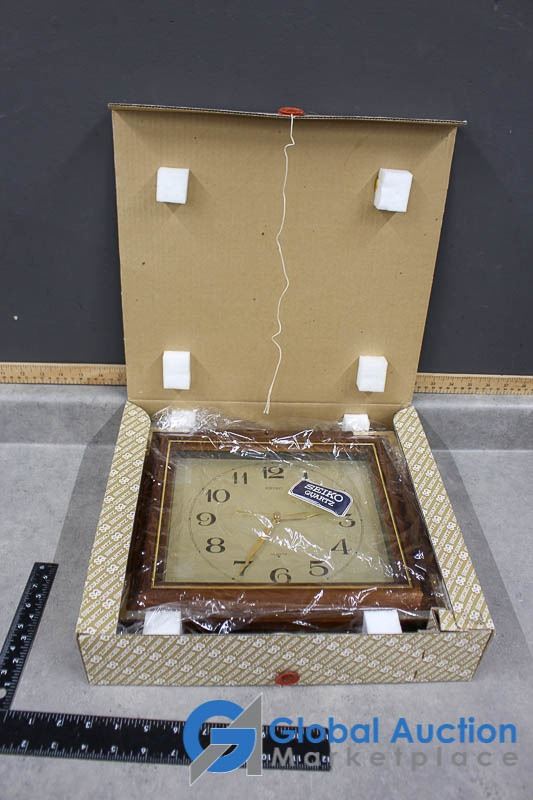 In Box Seiko Wood Framed Wall Clock