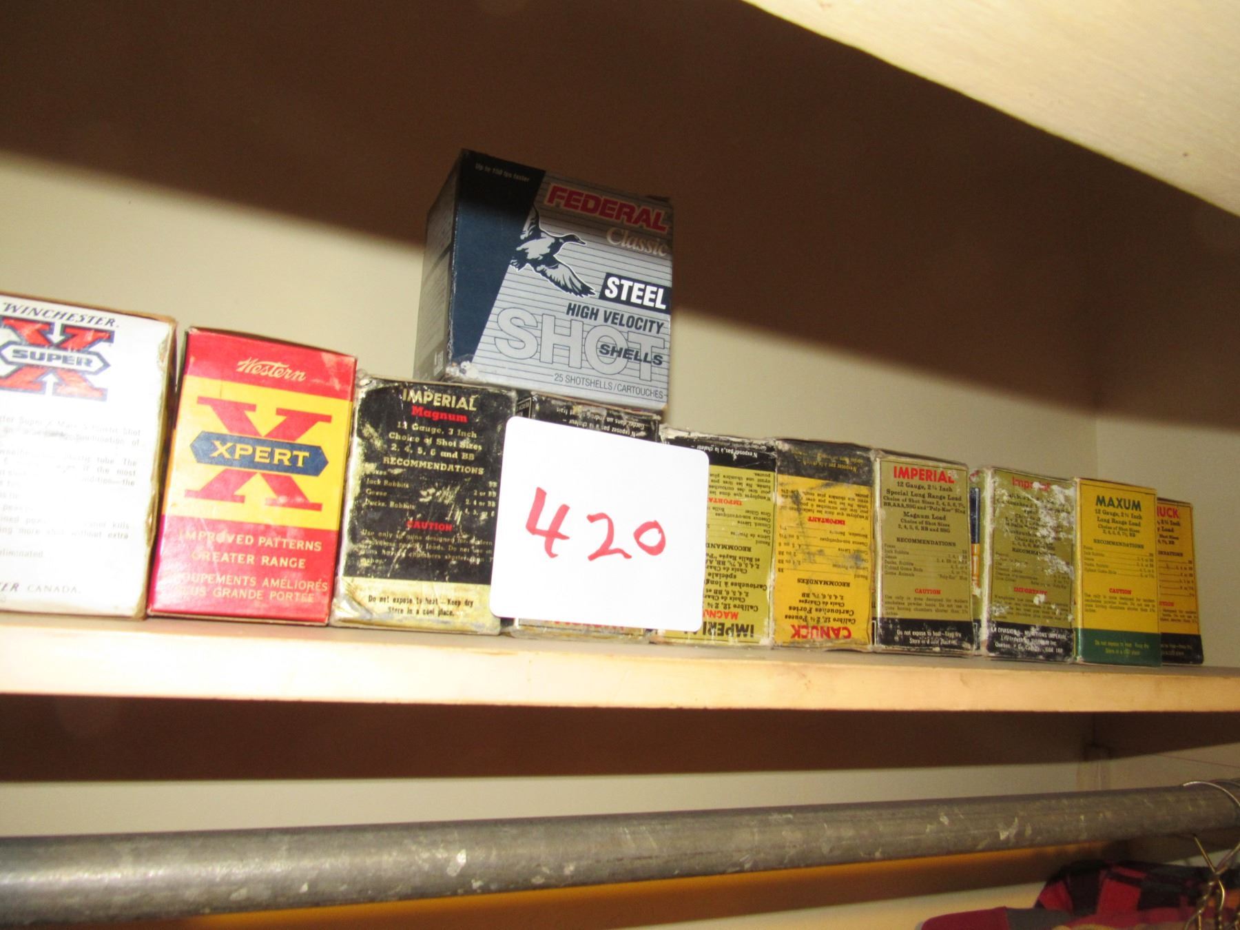 12 boxes of 12g shells, one box is steel and the rest lead.