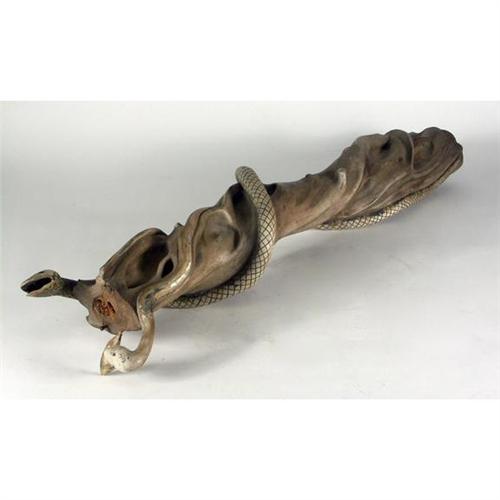 FOLK ART PRIMITIVE SNAKE CARVING