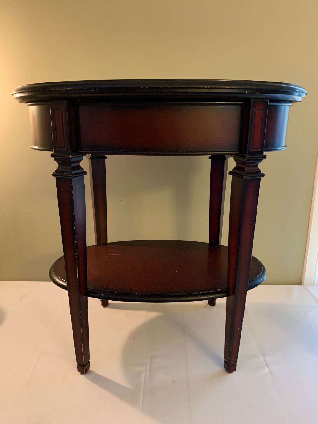 Oval Shaped Side Table with Drawer