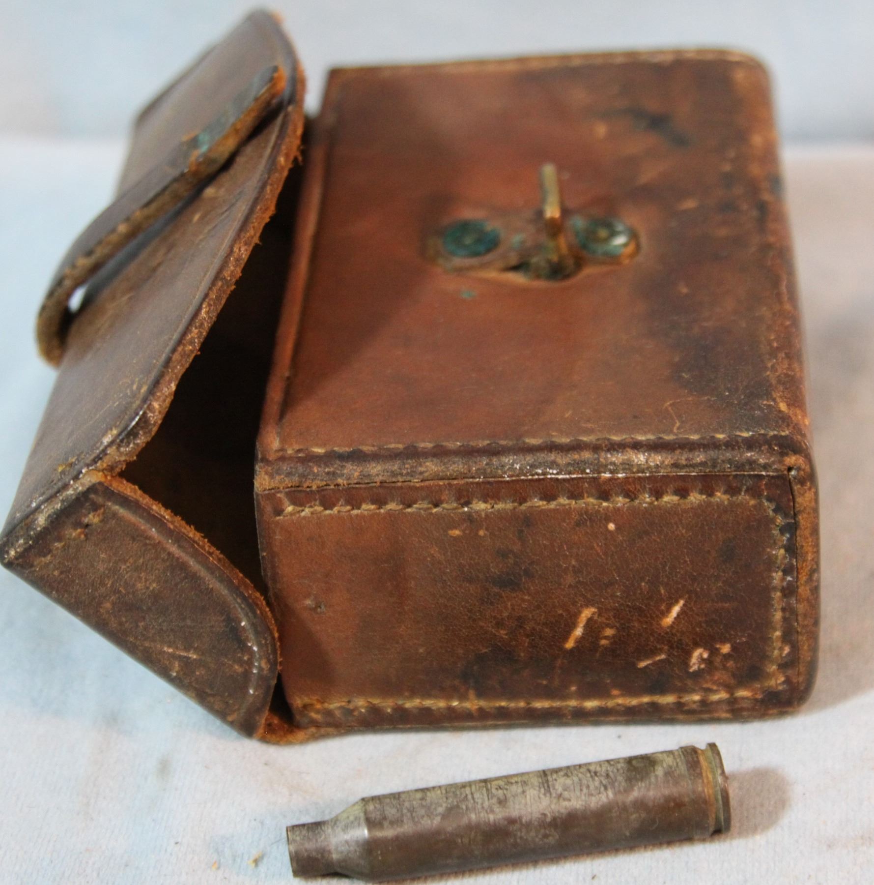 U. S. Cavalry leather cartridge box, ca. 1874 and U. S. Cavalry marked ...