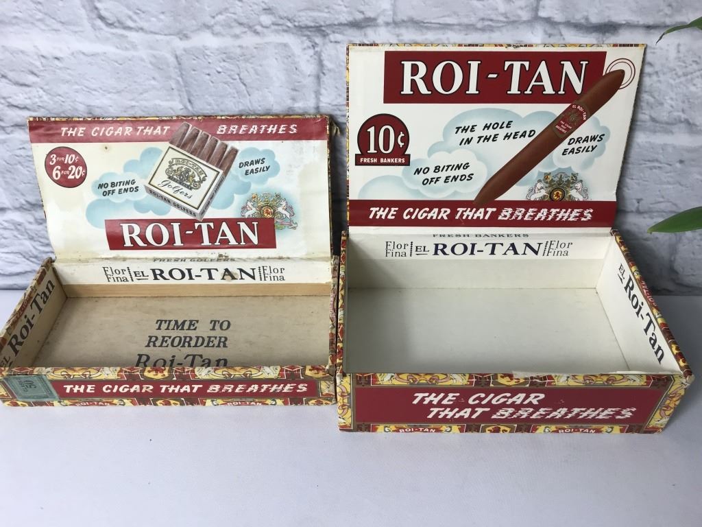 Cigar Boxes " Roi-Tan" Fresh Golfers, "Rio Tan"