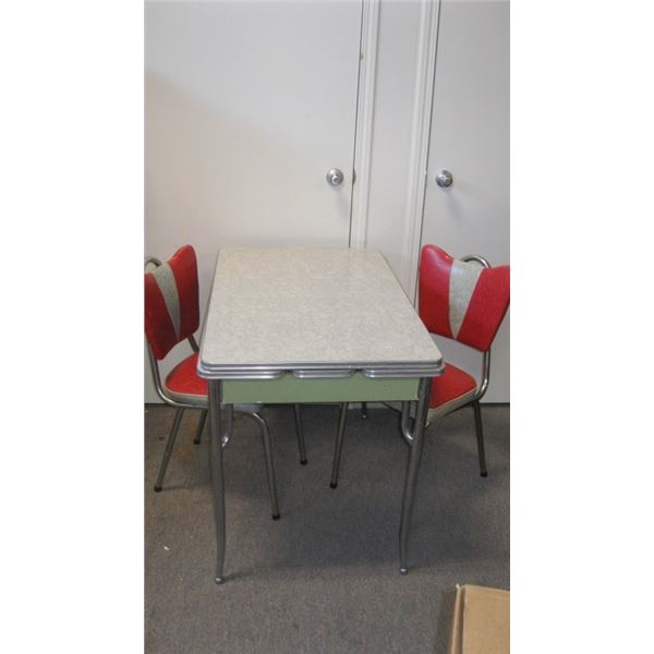 Vintage Arborite/Chrome Table with 2 Chairs