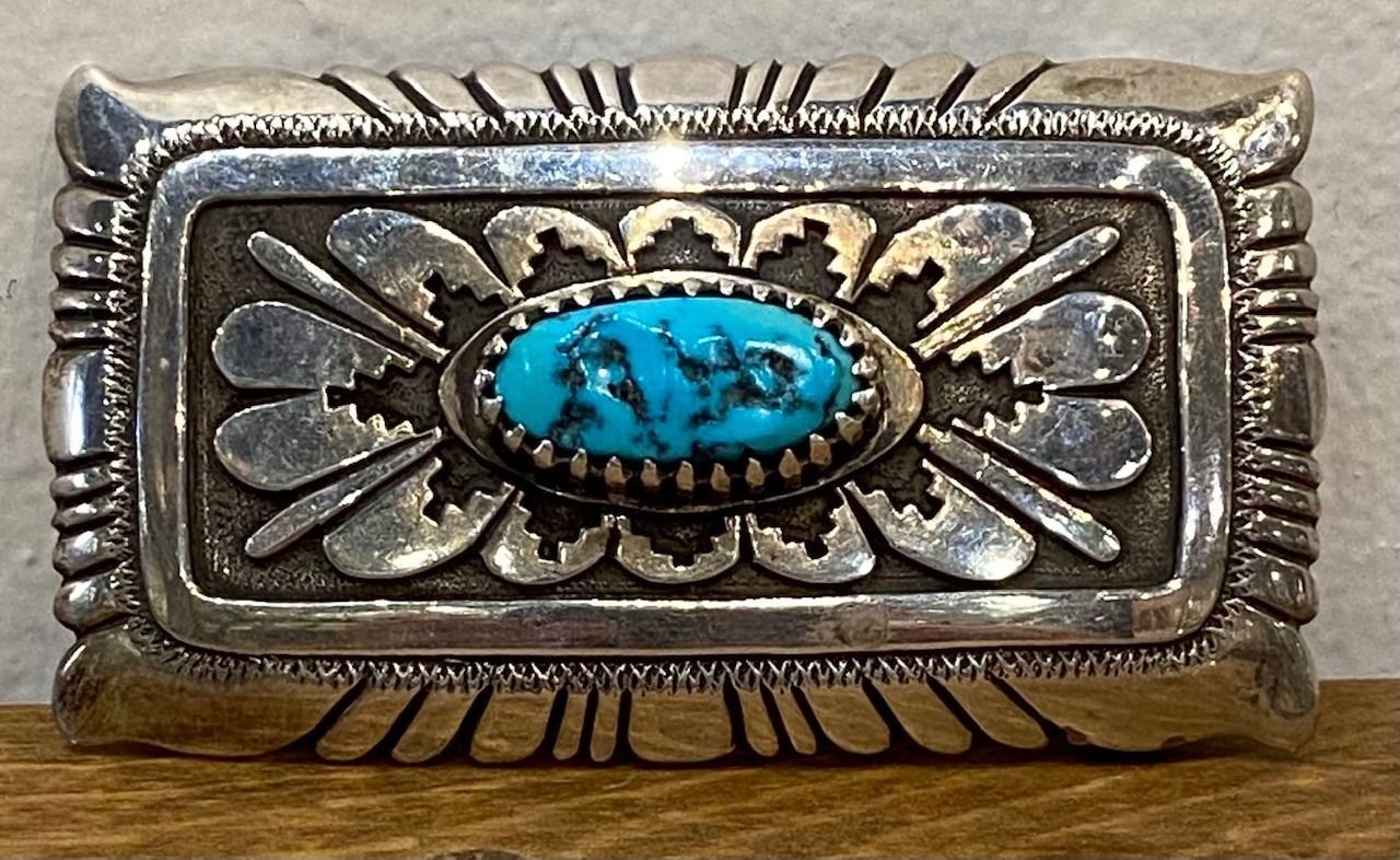 Thomas Singer Sterling Silver Turquoise belt buckle