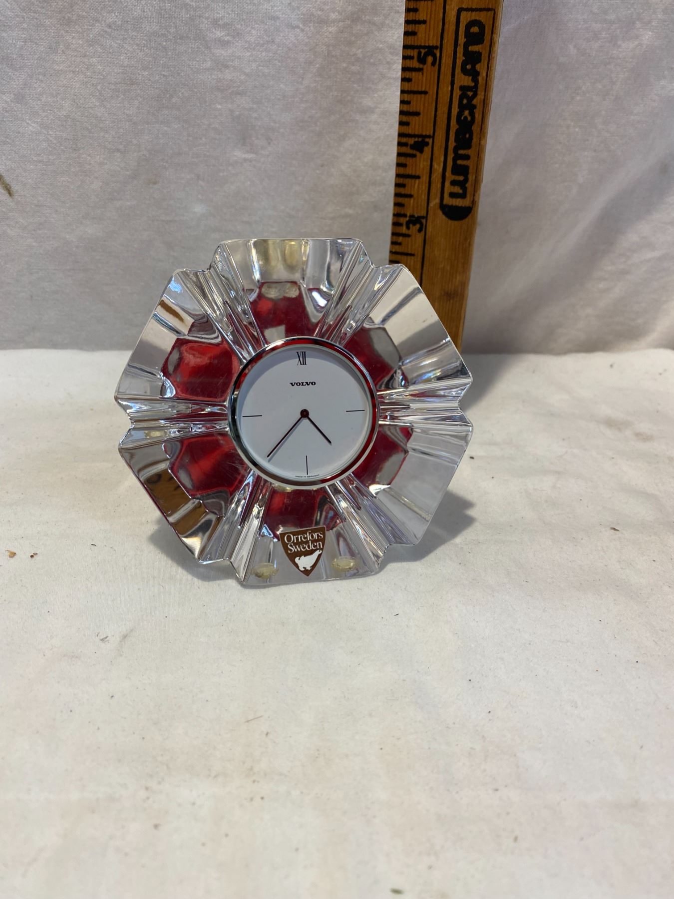 Orrefors Sweden crystal glass clock