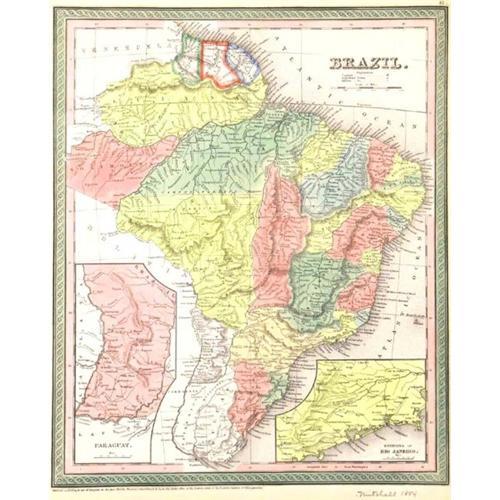 Antique Map Brazil Mitchell 1854 South America #2276744