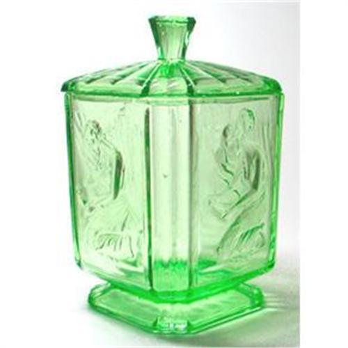 Sowerby PANDORA Green Art Deco Glass Vanity #2250151