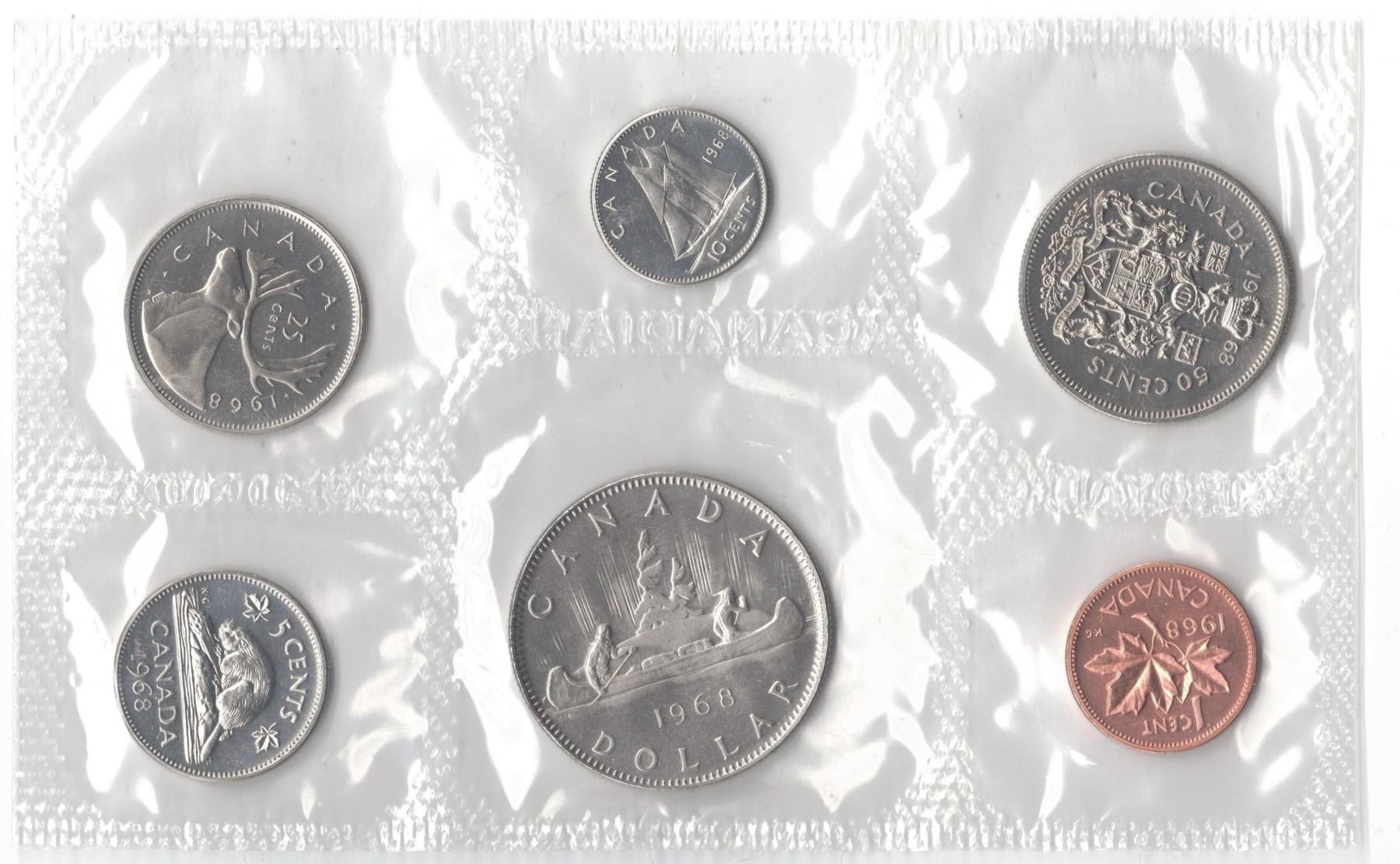 1968 Uncirculated Coin Set, No Island
