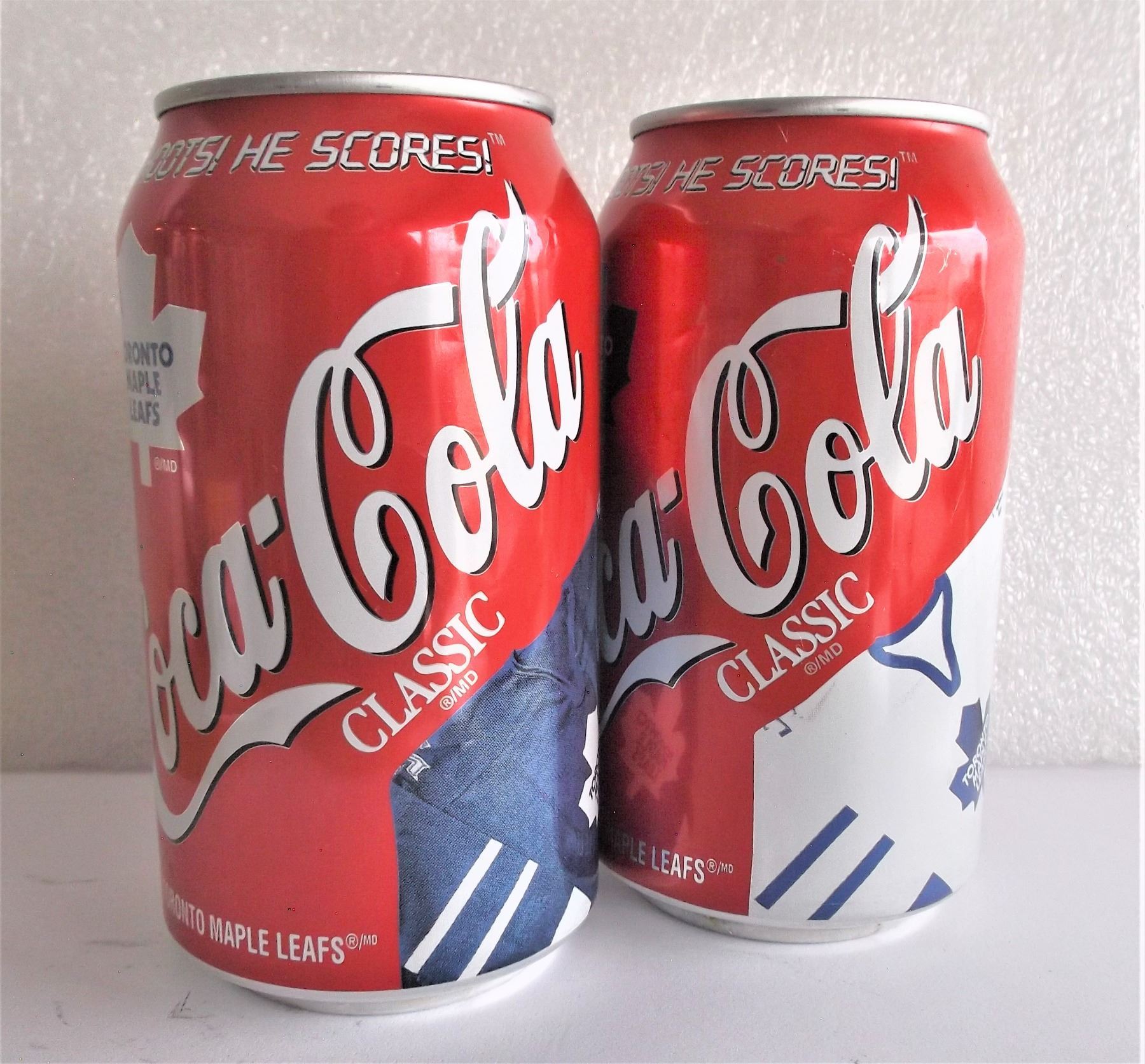 TWO Coke-Cola Toronto Maple Leafs Cans - White Jersey and Blue Jersey