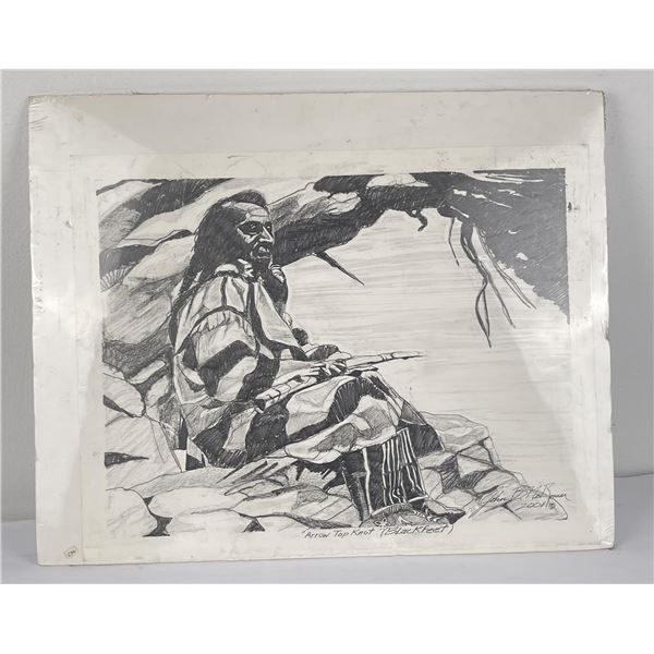 John B NoRunner Blackfoot Artist Pencil Drawing