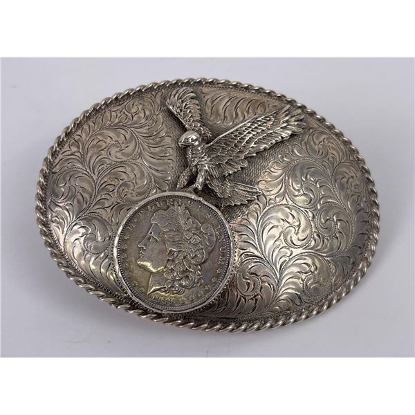 Huge Sterling Silver Cowboy Belt Buckle
