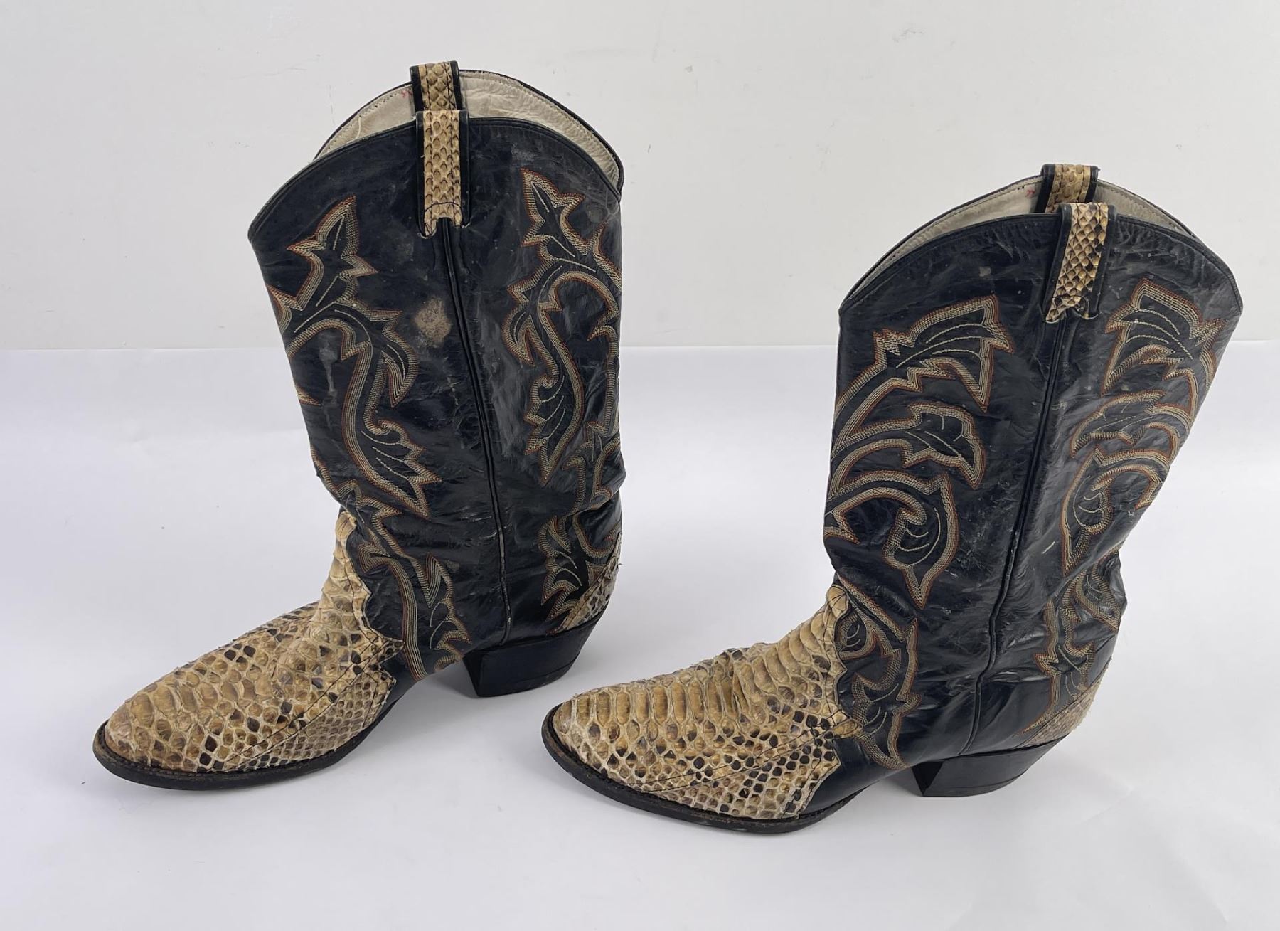 Vintage Larry Mahan Snakeskin Cowboy Boots