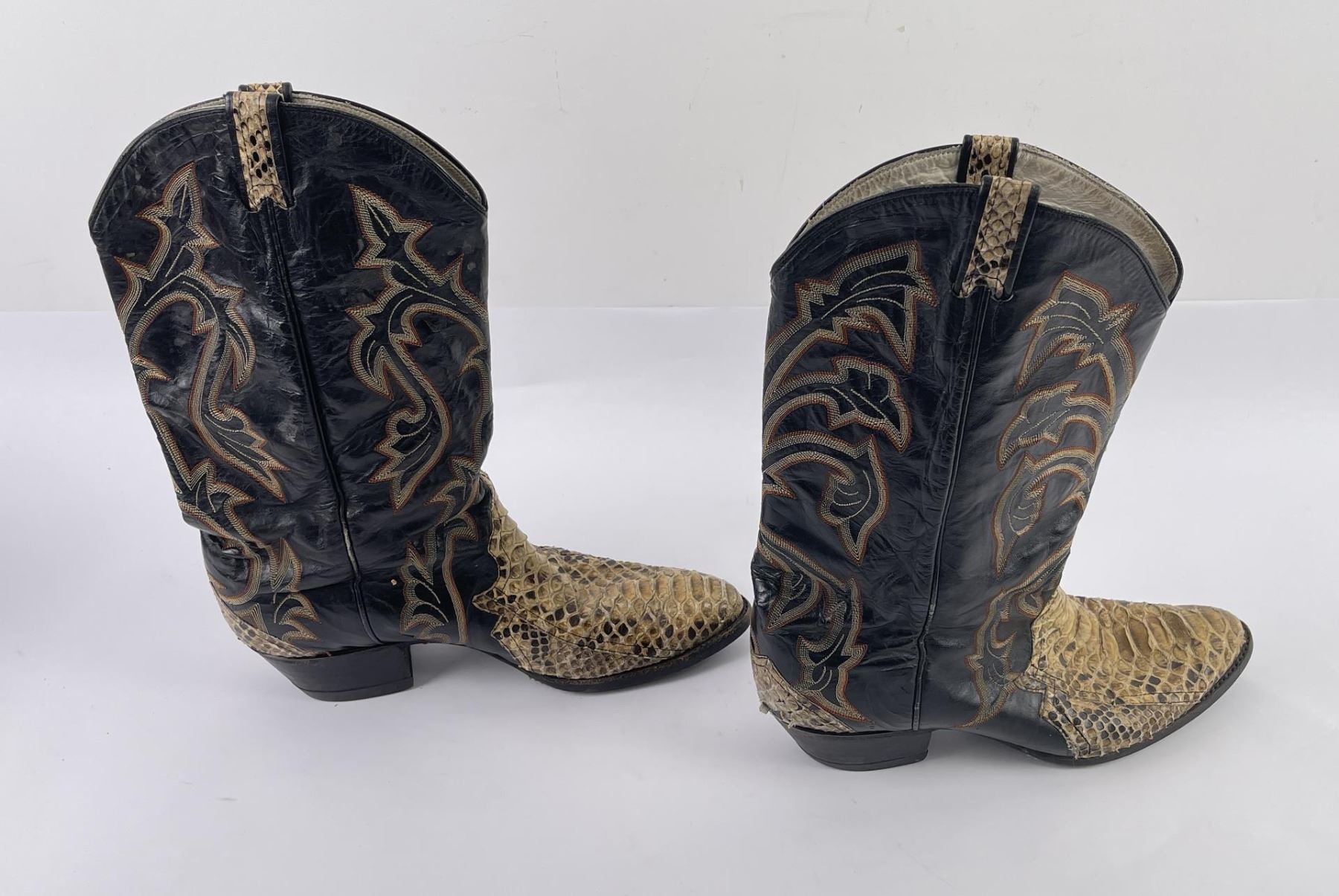 Vintage Larry Mahan Snakeskin Cowboy Boots