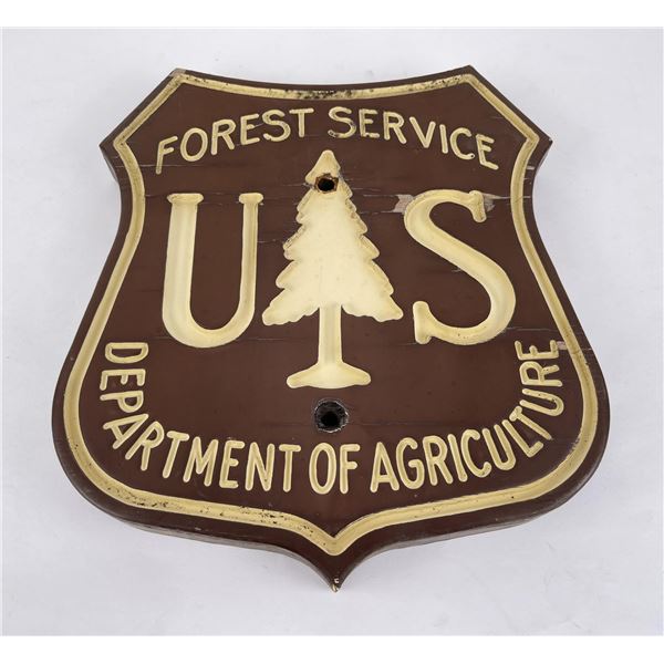 Original US Forest Service Wood Shield Sign