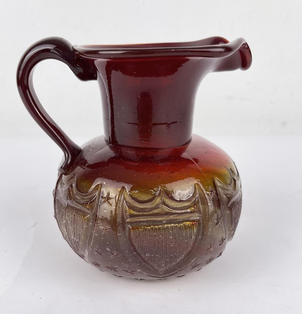 Amberina Clevenger Brothers Shield Glass Pitcher