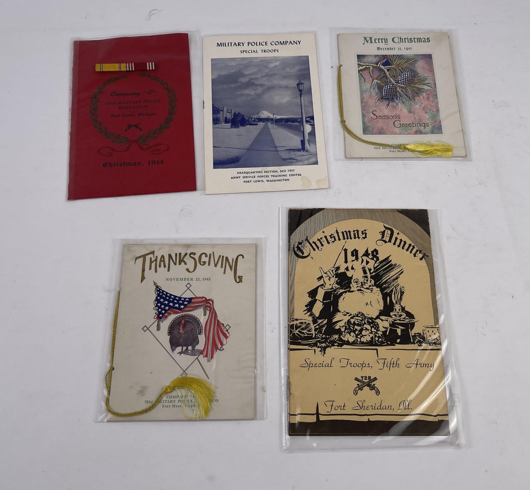 WW2 US Army MP Police Christmas Menus