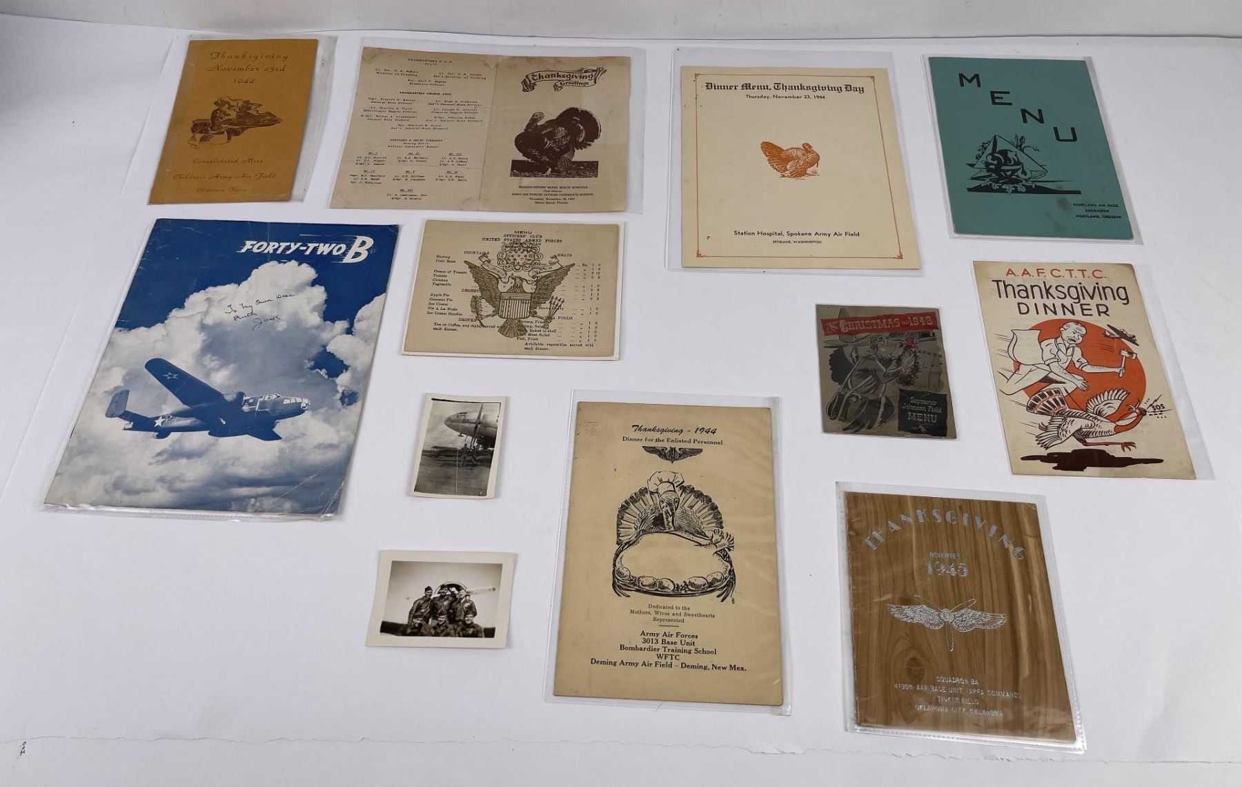WW2 US Army Air Corps Menus Thanksgiving