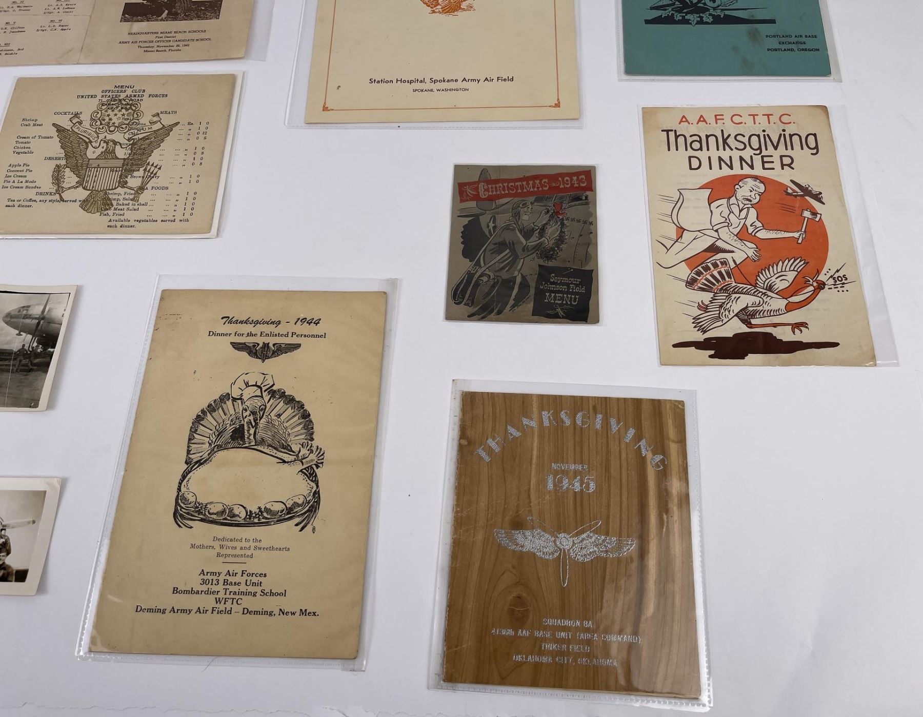 WW2 US Army Air Corps Menus Thanksgiving