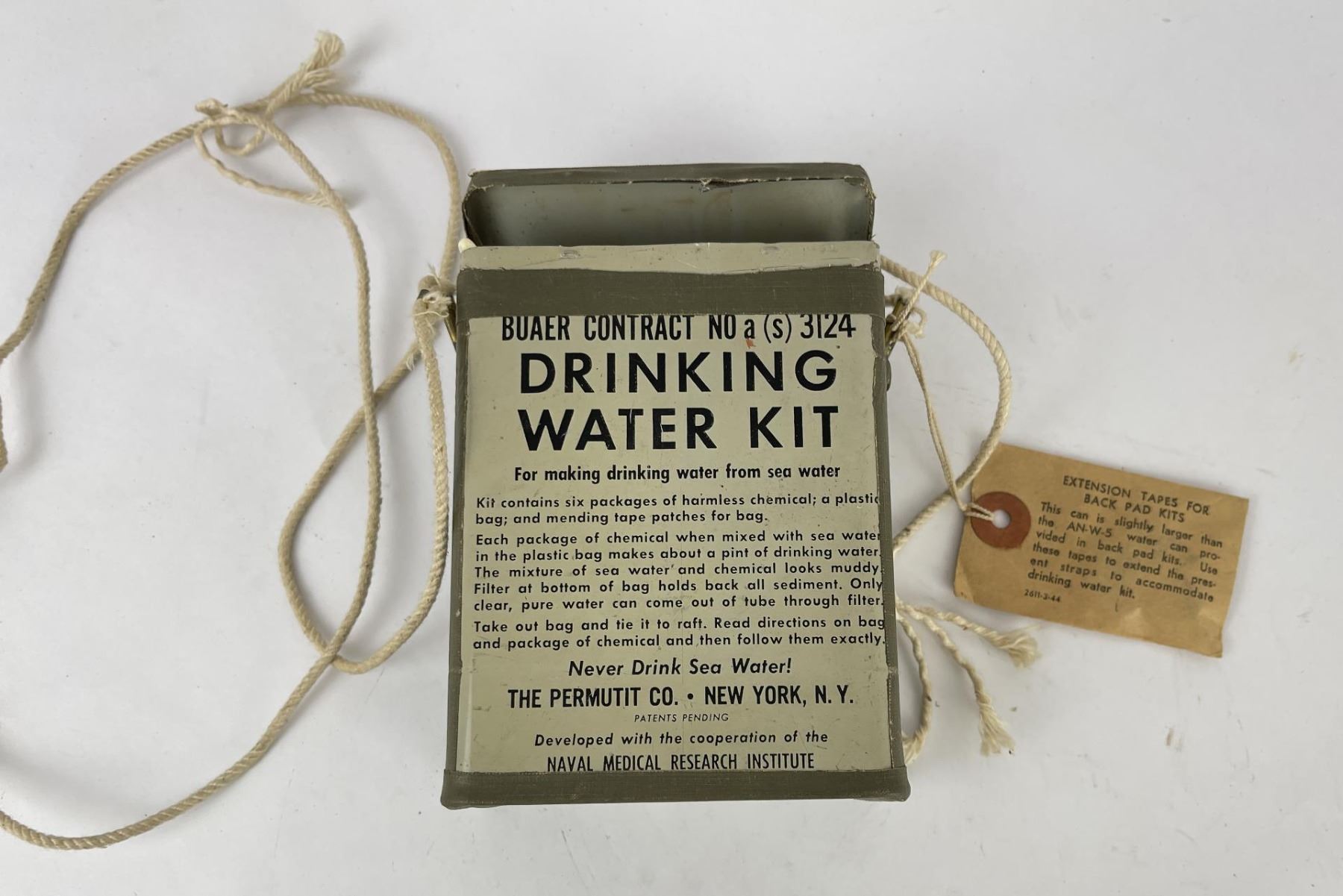 WW2 Life Raft Drinking Water Kit