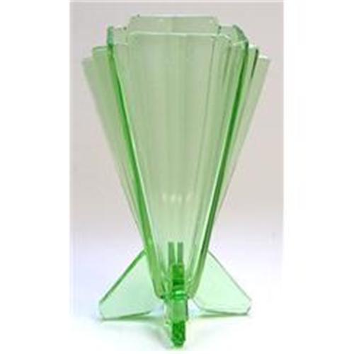 Stölzle Green Art Deco Glass Winged Rocket Vase#2245415