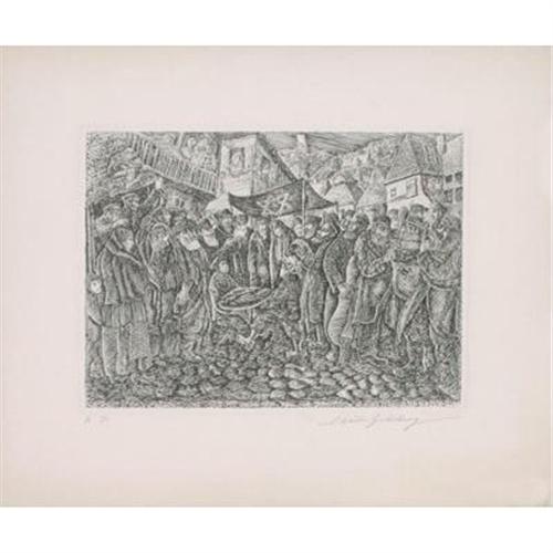 Goldberg Hebraic scene Lithograph #2255441