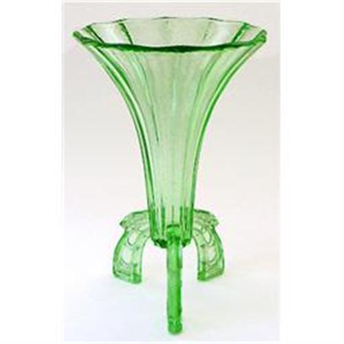 Art Deco Uranium Green Glass ROCKET Vase #2253518