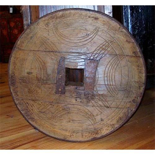 Antique WOODEN PRIMITIVE OX CART wheel #2267432