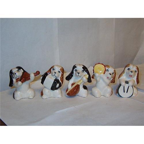 1957 SETof 5 COCKER SPANIELS DOG BAND FIGURINES#2289402
