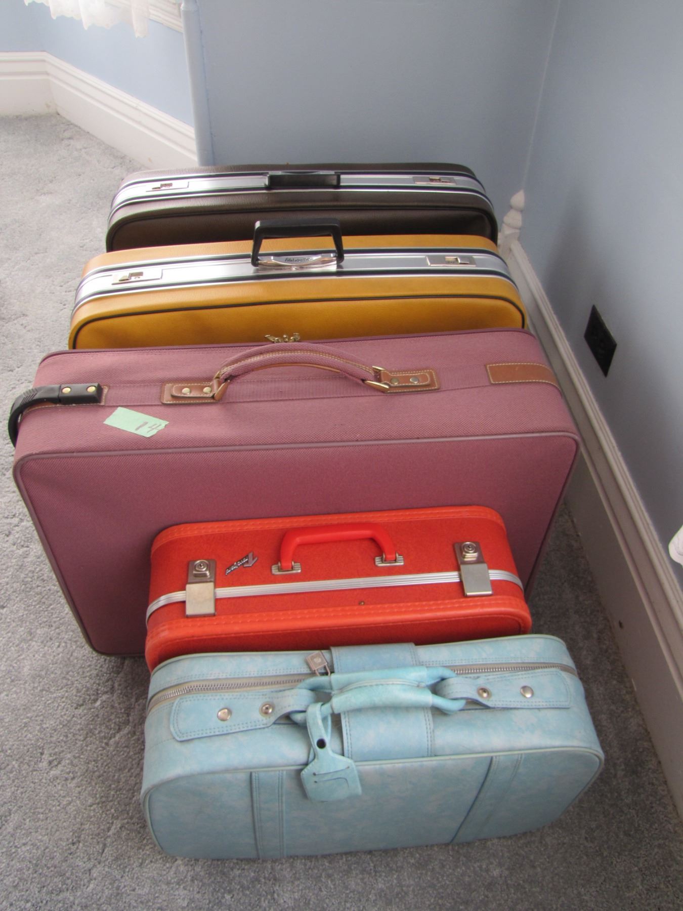lot of 5 suitcases