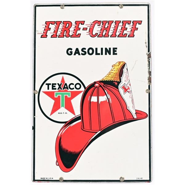 Texaco Fire Chief Gasoline Porcelain Sign